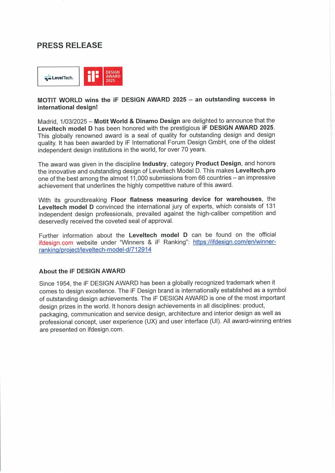 Motit World wins the iF DESIGN AWARD 2025 – an outstanding success in ...